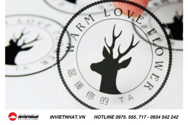 In decal trong suốt, tem nhựa trong lót trắng giá rẻ TPHCM