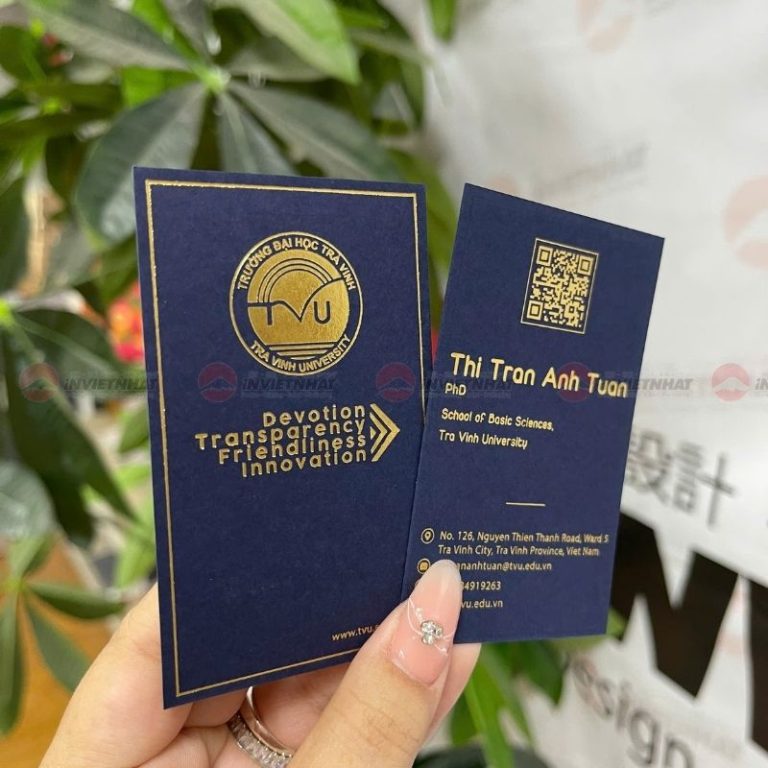 In Name Card Ép Kim Nhũ Vàng Cho Đại Học Trà Vinh