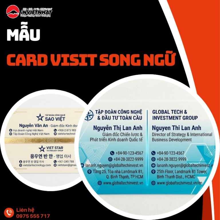 9+ Mẫu card visit song ngữ CHUYÊN NGHIỆP, thiết kế miễn phí